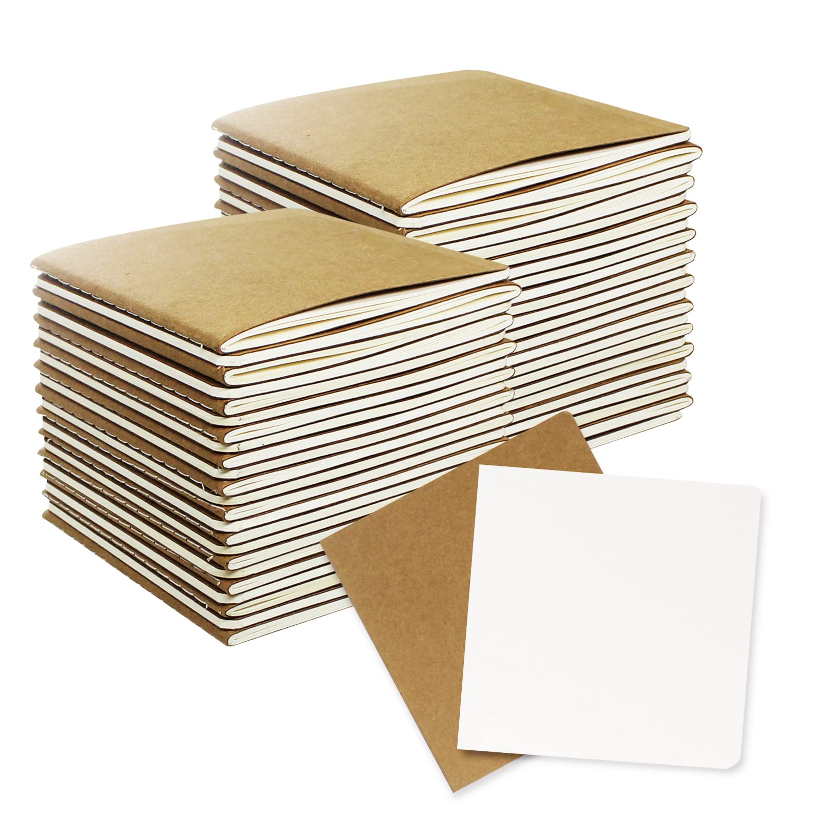 zmybcpack 48 Pack Mini Kraft Paper Blank Notebook, 4 x 4 inch Unlined ...