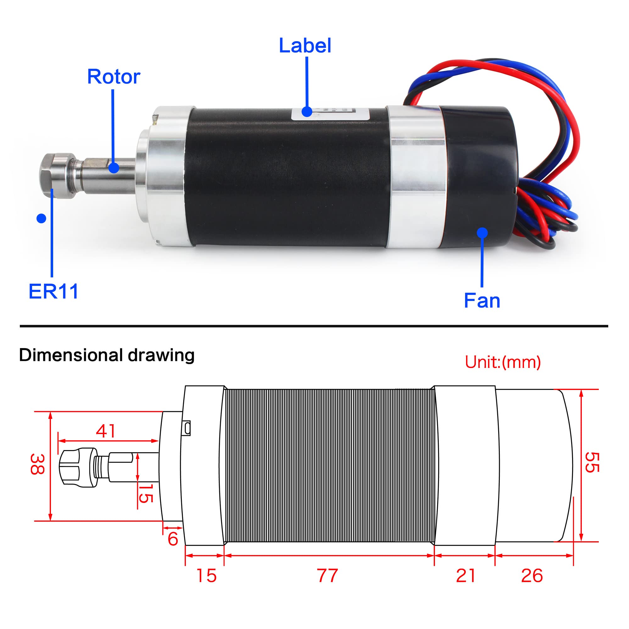 Mua RATTMMOTOR 500W Brushless Spindle Motor Kit, 500W 48VDC Brushless ...