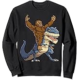 Amazon.com: Bigfoot Riding Dinosaur T Rex Funny Men Boys Sasquatch ...