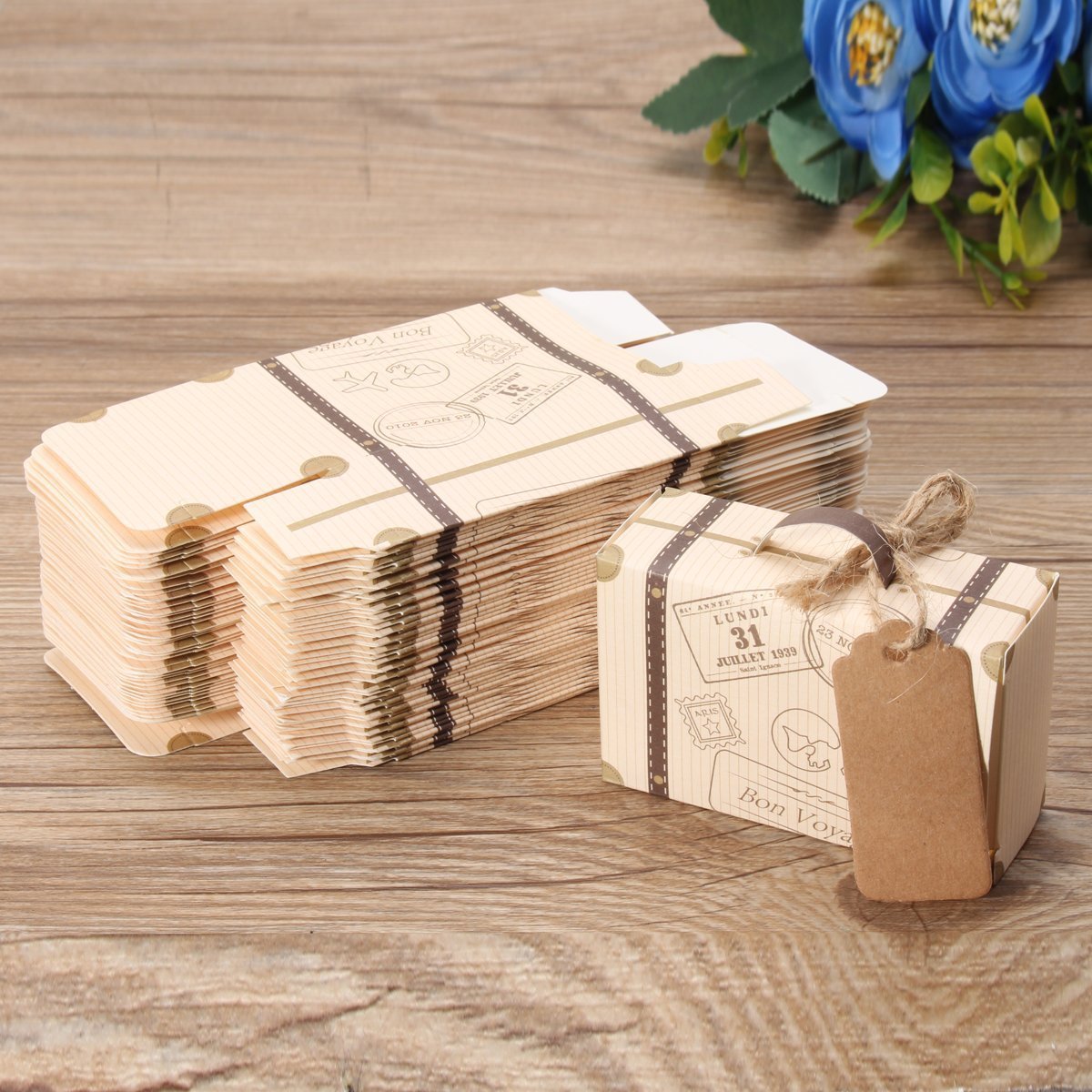 AmaJoy Mini Confezione Regalo a Valigetta con 50 Cartellini in Carta ...