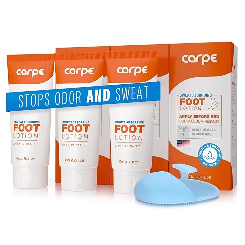 Carpe Sweat Absorbing Foot Lotion 3 Tubes WITH FREE APPLICATOR, A ...