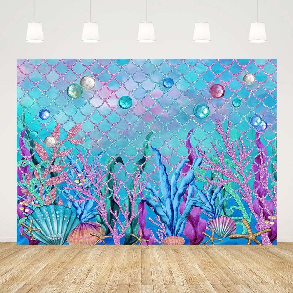 ABLIN 8x6ft Under The Sea Backdrop for Photoshoot Purple Corals Pearls ...