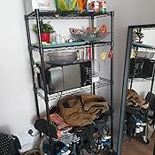 AmazonBasics 5-Shelf Shelving Unit on 4'' Casters, Black: Amazon.co.uk ...