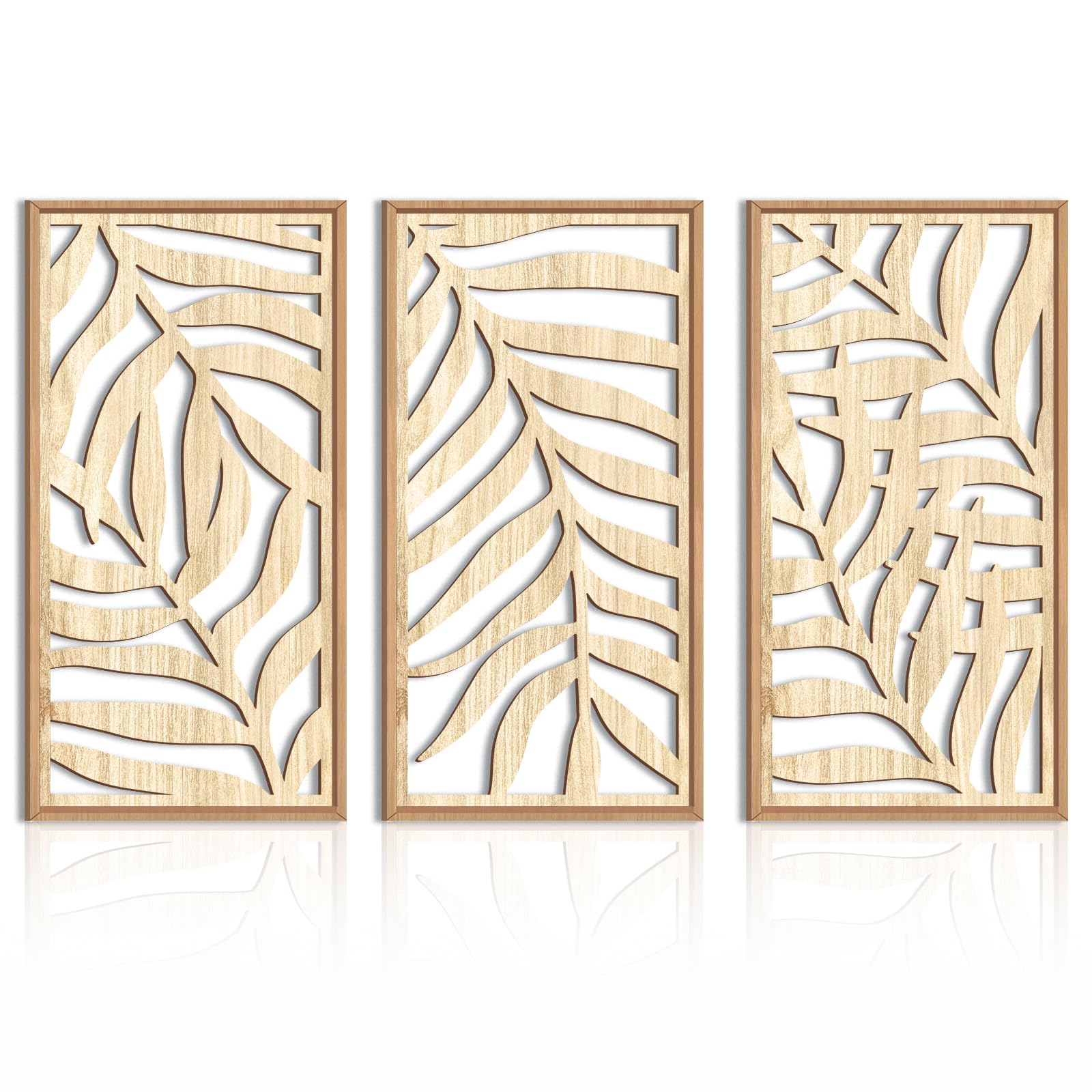 IARTTOP Large Wood Framed Wall Decor 16x32 Inch Boho Palm Leaves Wooden ...