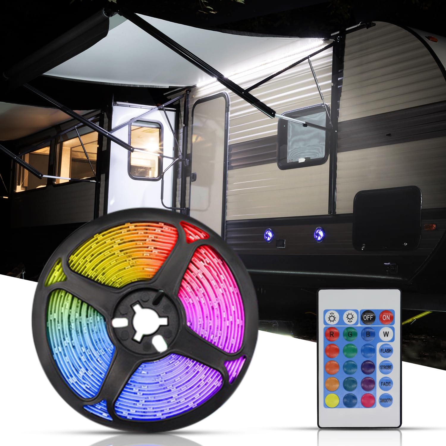 RV Awning Lights, 16.4FT Waterproof Camper Awning Lights with Remote ...