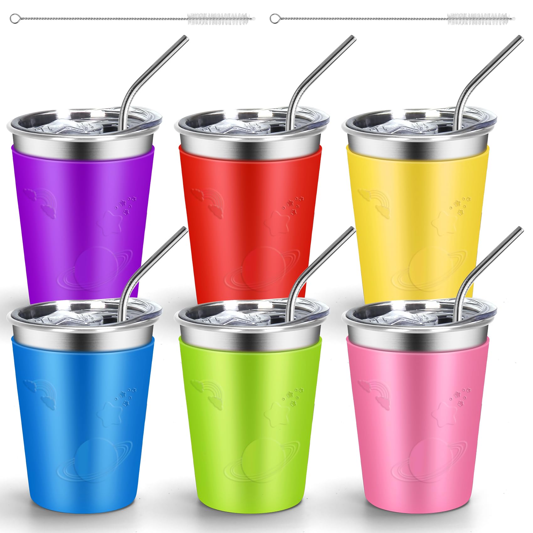 ShineMe Stainless Steel Cups for Kids, 12oz Kids Cups with Stainless ...
