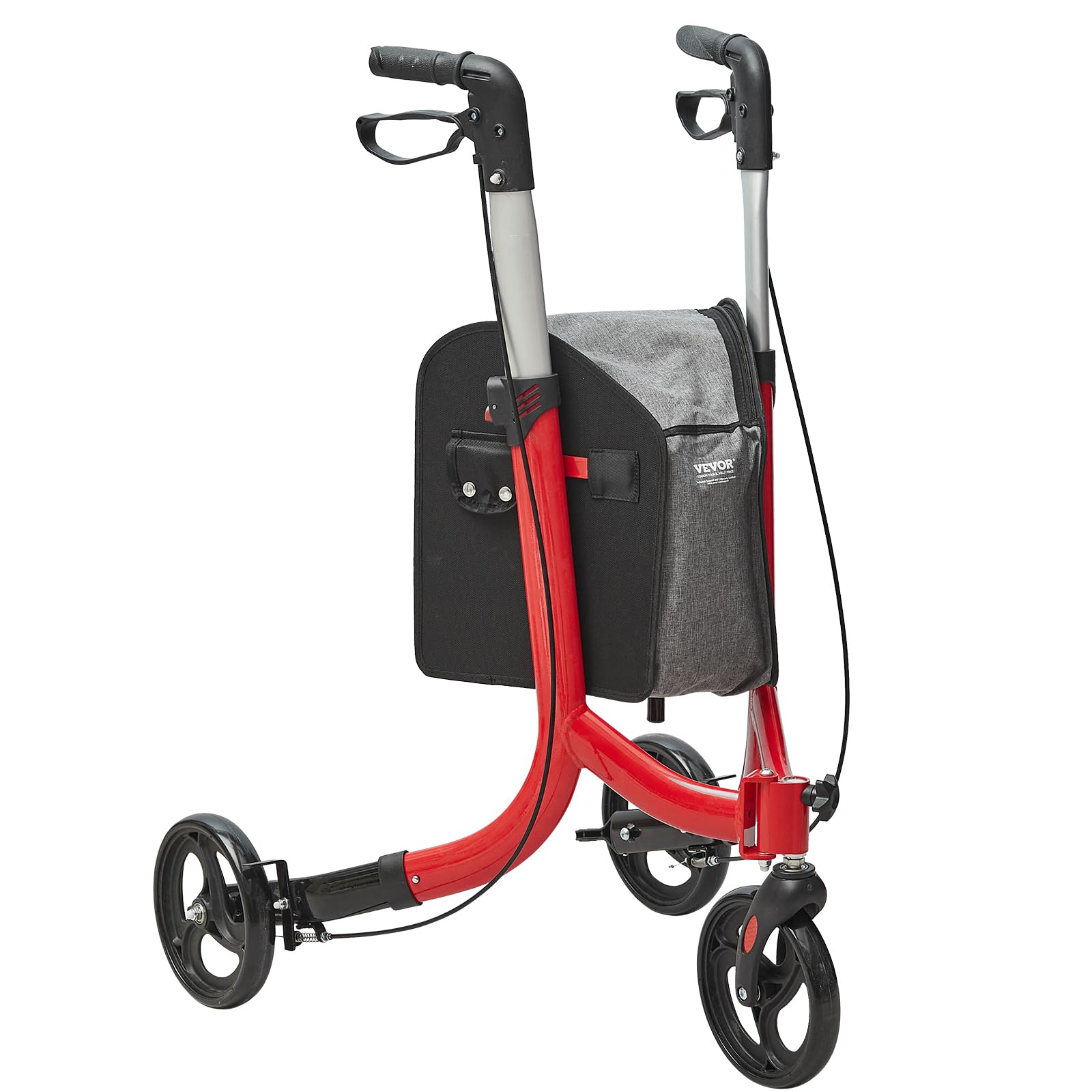 VEVOR 3-Wheel Folding Rollator Walker, Lightweight Aluminum Rolling ...