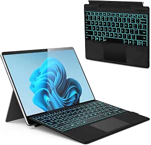 Surface Pro 11 Keyboard with 7 Colors Backlit, Ultra-Slim Portable ...