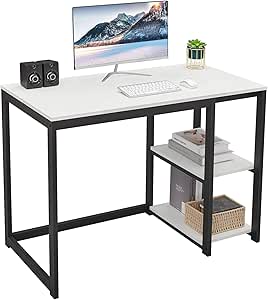 Amazon.com: SINPAID Computer Desk 40 inch Desk with 2-Tier Shelves ...