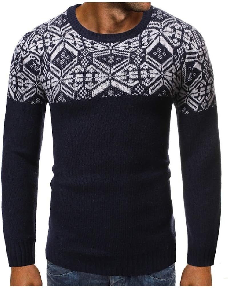 Pulôver masculino de tricô em 3D da VITryst; suéter de Natal com flocos ...