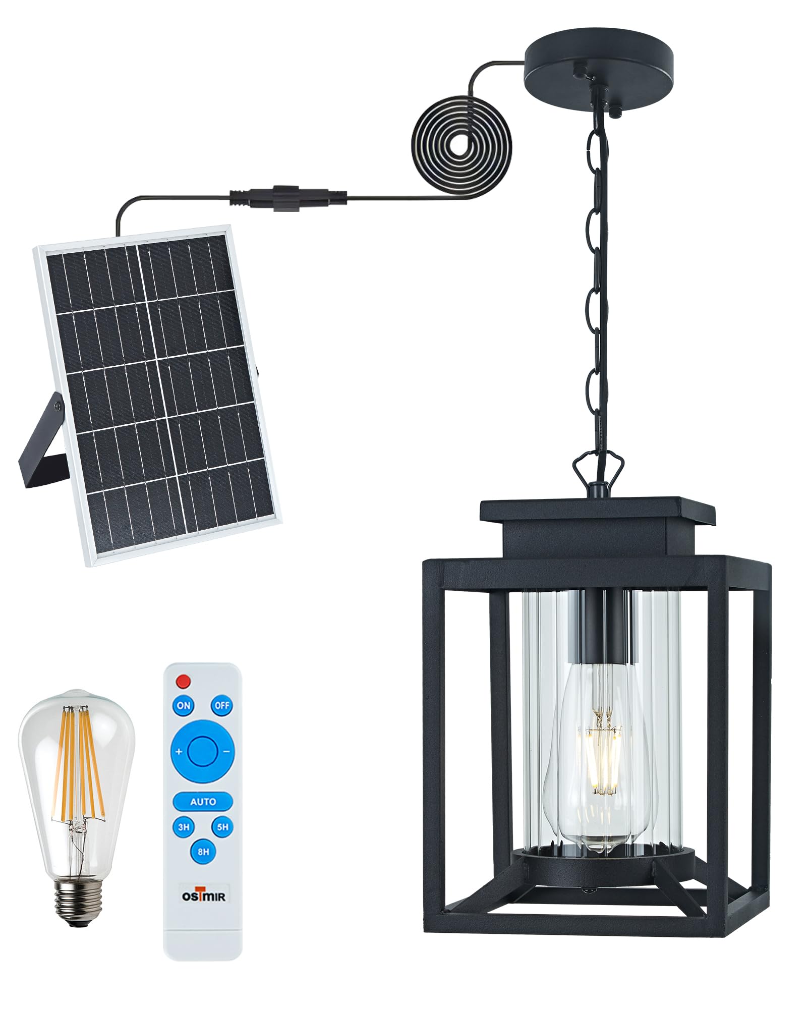 Osimir Solar Outdoor Pendant Light, Dusk to Dawn Exterior Hanging Porch ...