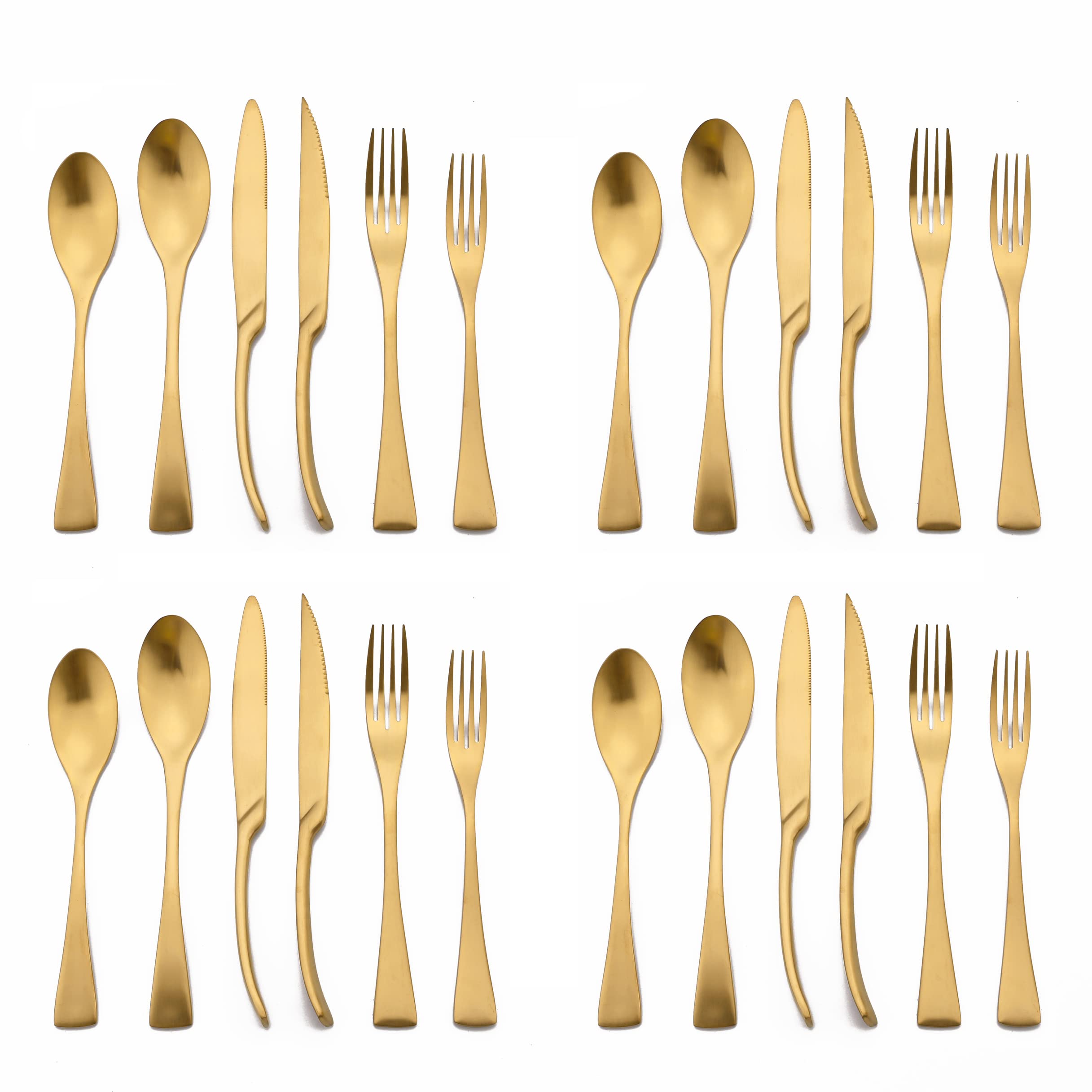 Uniturcky Golden Silverware Set, 24 Pieces Stainless Steel Eating ...