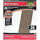 Gator 9" x 11" Multi-Surface Sanding Sheets, 50 Grit, 25 Pack ...