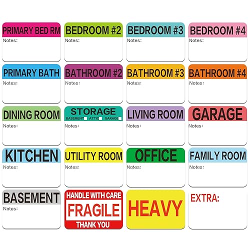 600 Count 3 x 2 Large Home Moving Packing Box Labels for 3-4 Bedroom ...