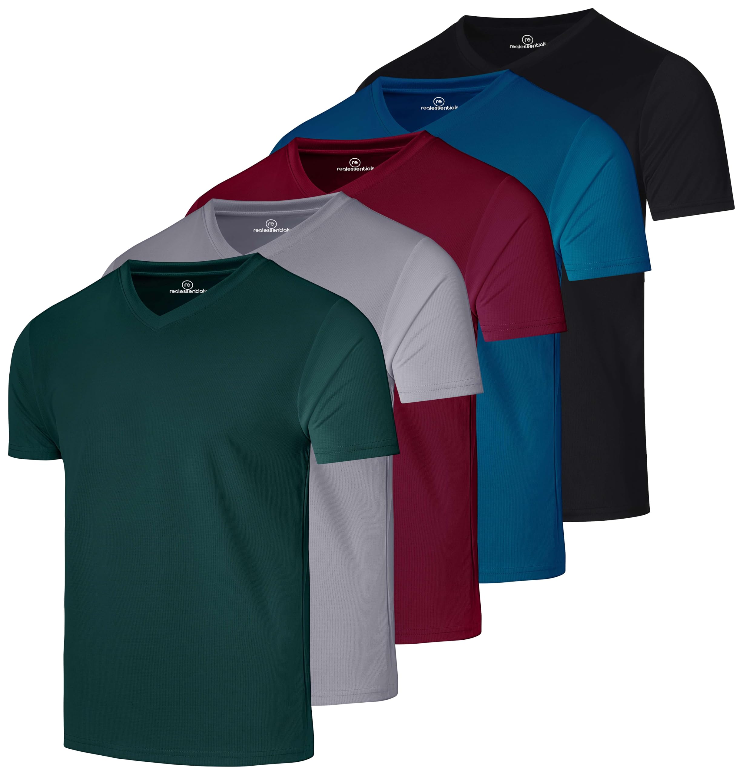 5 Pack: Men’s Big and Tall V Neck King Size Mesh Active T-Shirt ...