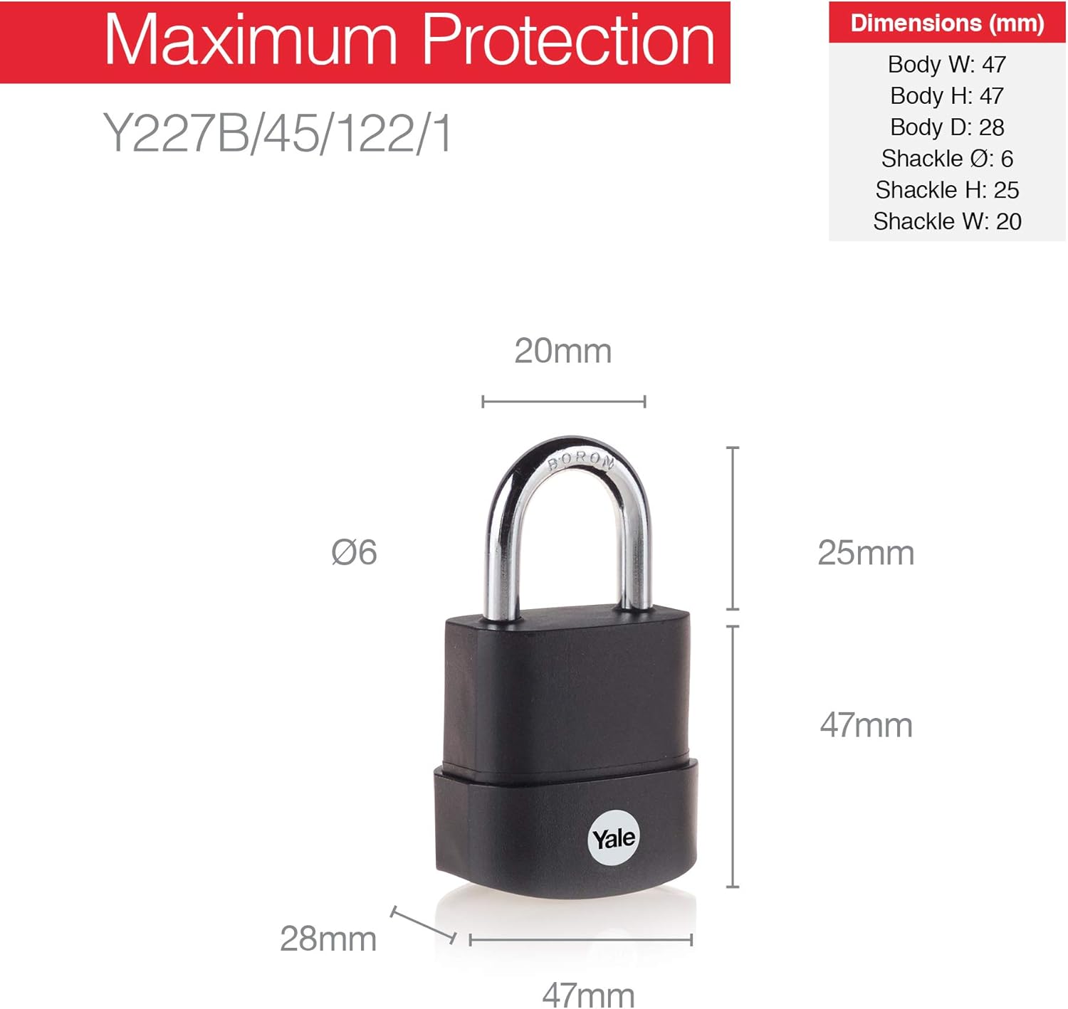 Yale Y227B/45/122/1 – Weatherproof Protector Padlock (45 mm) – Outdoor ...