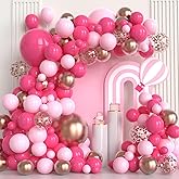 Amazon.com: Janinus Pink Balloons Garland Arch Kit Pink And White Balloons 5+12+18 In Gold Hot ...