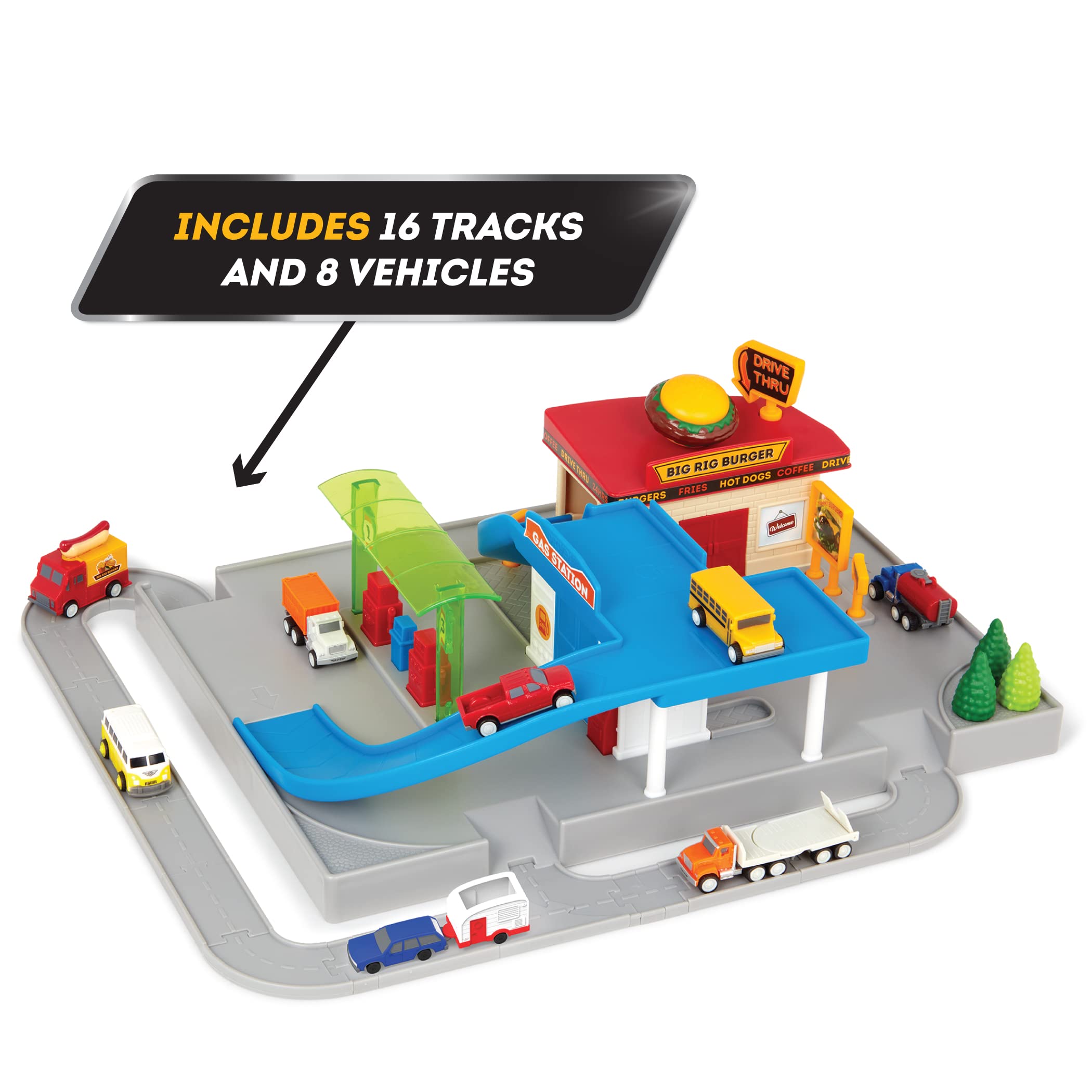 Mua Driven by Battat – 25-Piece Drive-Thru Playset with Mini Car Track ...