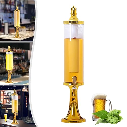 3L Beer Tower Dispenser 100 oz, Clear Beverage Tower Dispenser with Ice ...