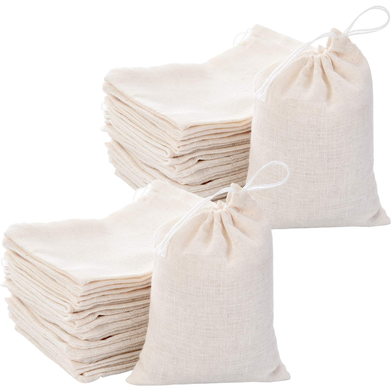 Tatuo 200 Pack Muslin Bags Burlap Drawstring sachet Bags Multipurpose ...