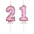 Amazon.com: Girls Birthday Number 21 Candles, 2.95in Glitter Butterfly ...