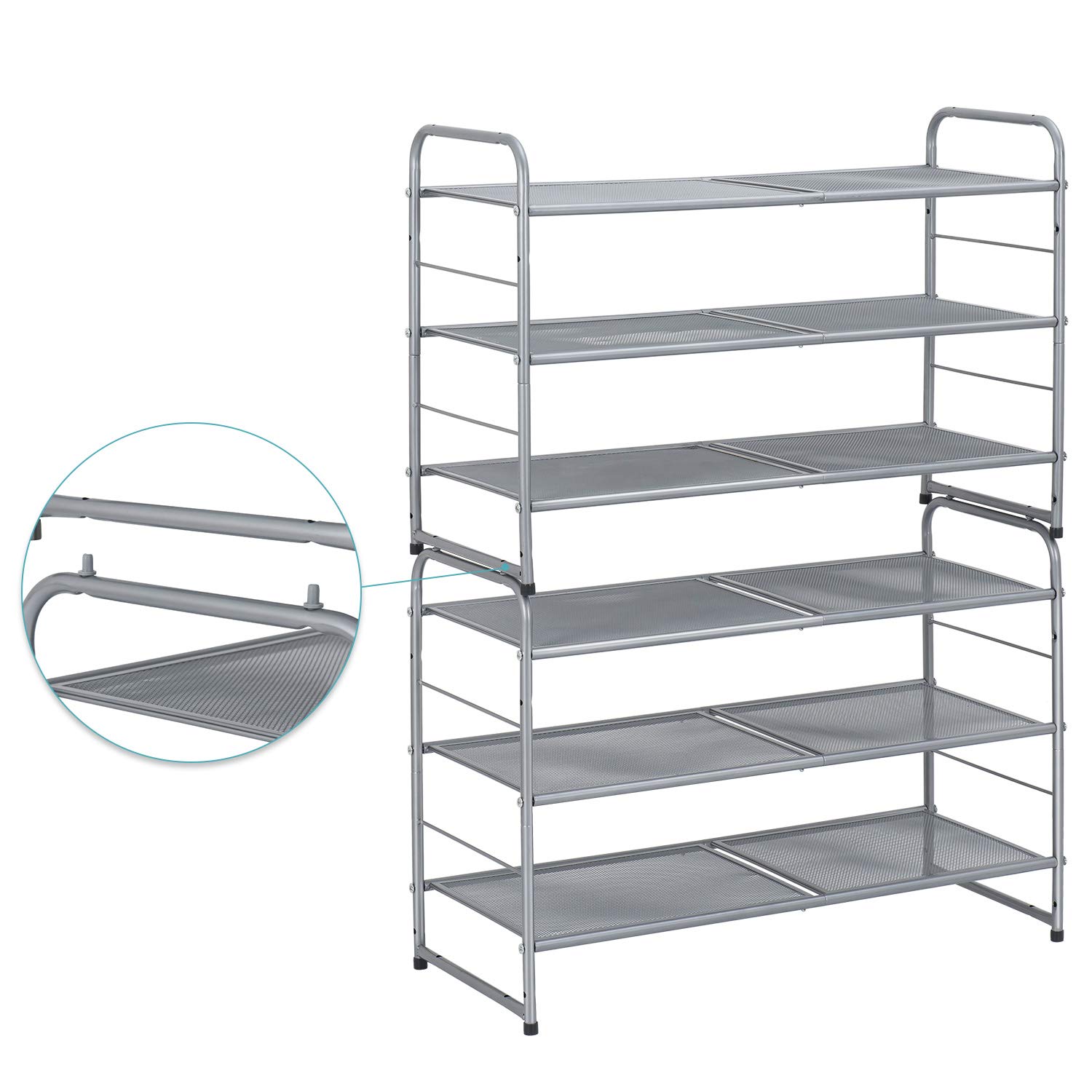 Bextsware Stackable Metal Mesh Utility Shoe Rack (Silver) | Pricepulse