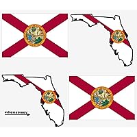 Amazon.com: Florida Flag Stickers 2 Flags (3x5) and 2 Maps (5x3.75) FL ...
