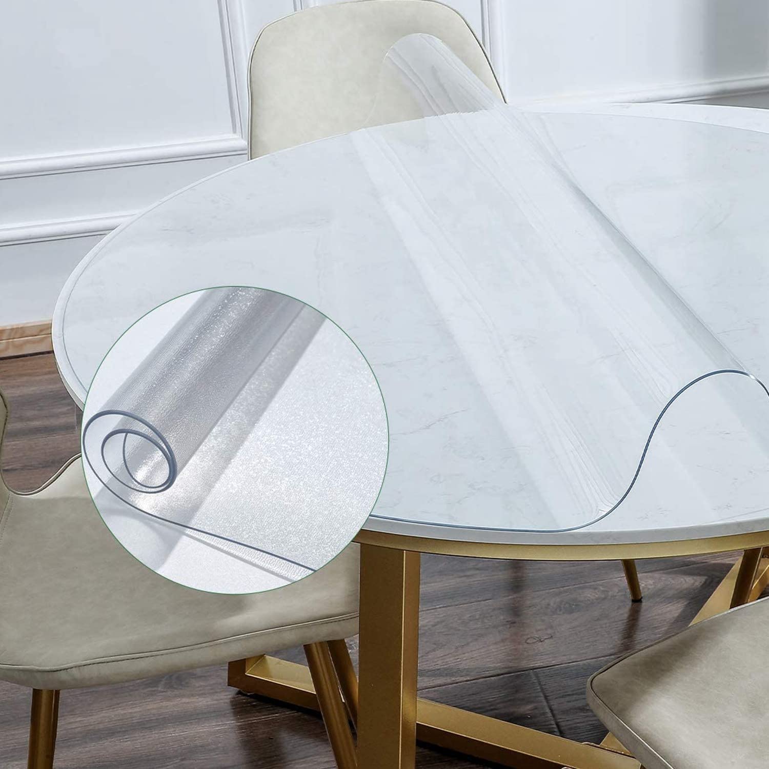 NECAUX 51 Inch Round Frosted Table Cover Protector, 1.5mm Thick ...