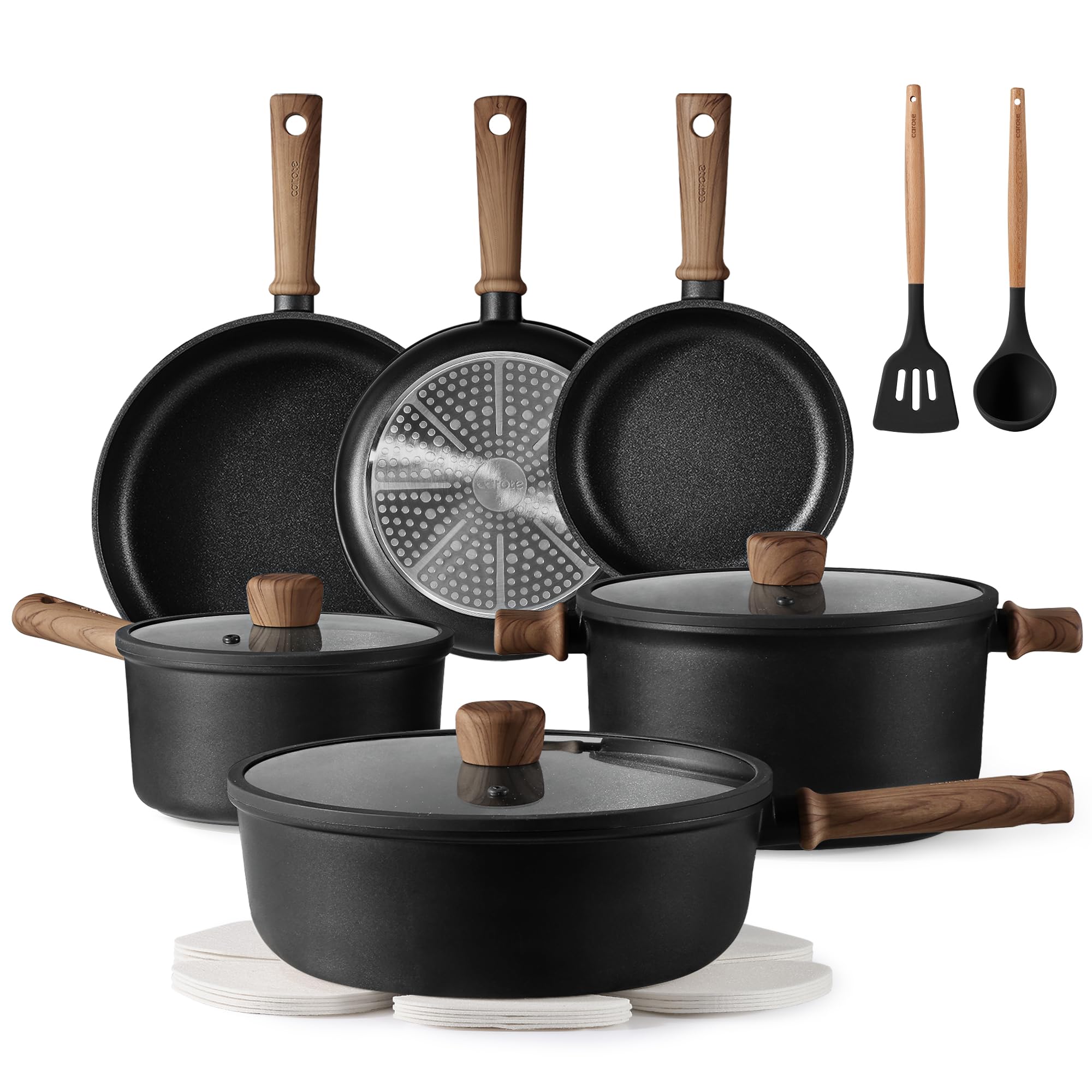CAROTE Nonstick Pots And Pans Cookware Set 16pcs Kitchen Cooking Sets