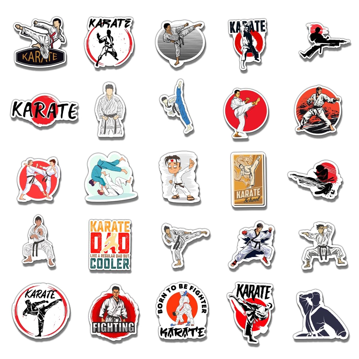 Mua 50 Pack Pcs Karate Stickers for Water Bottles Waterproof Vinyl ...