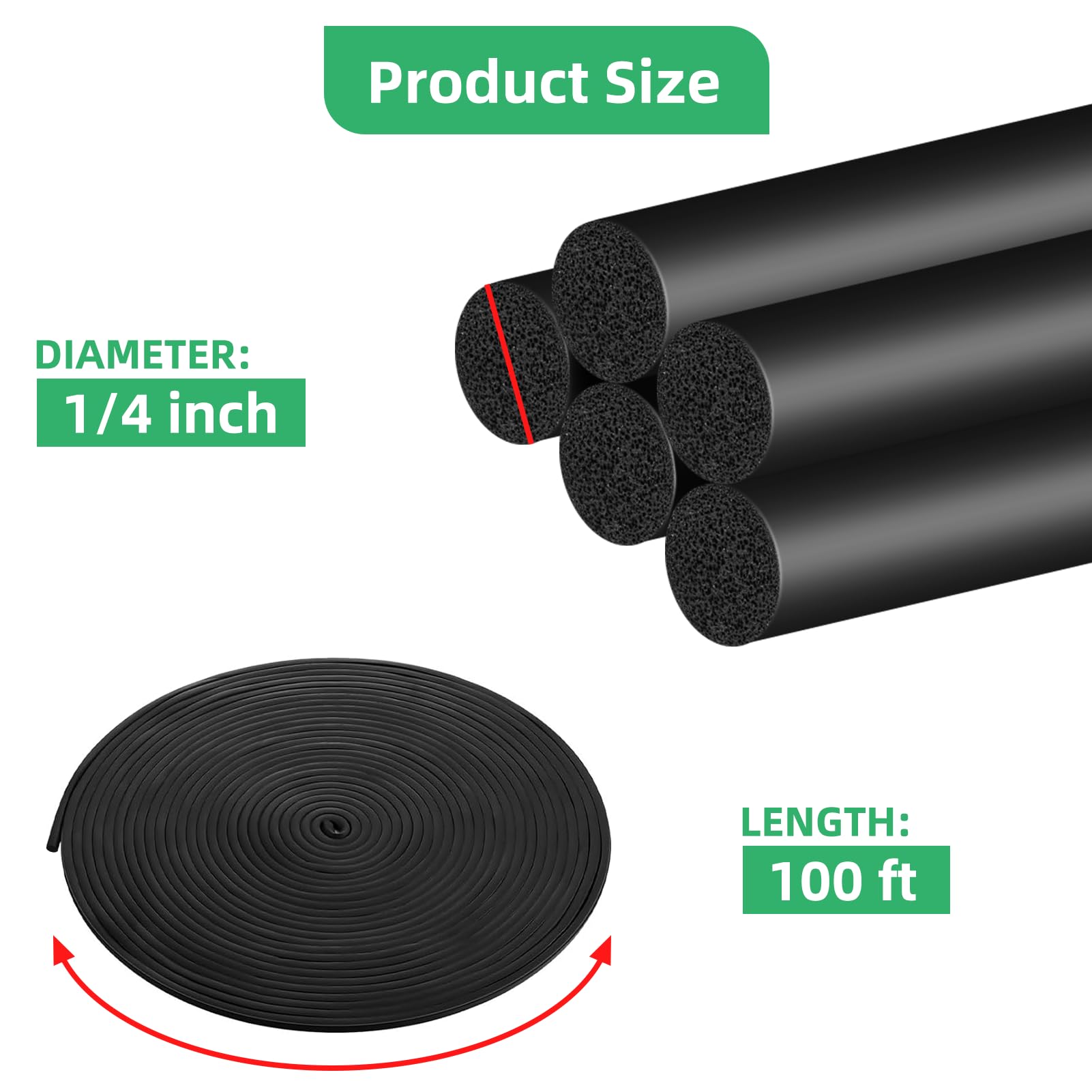Mua Teodute Backer Rod,1/4" x 100 ft Black Foam Rubber Caulk Saver for ...
