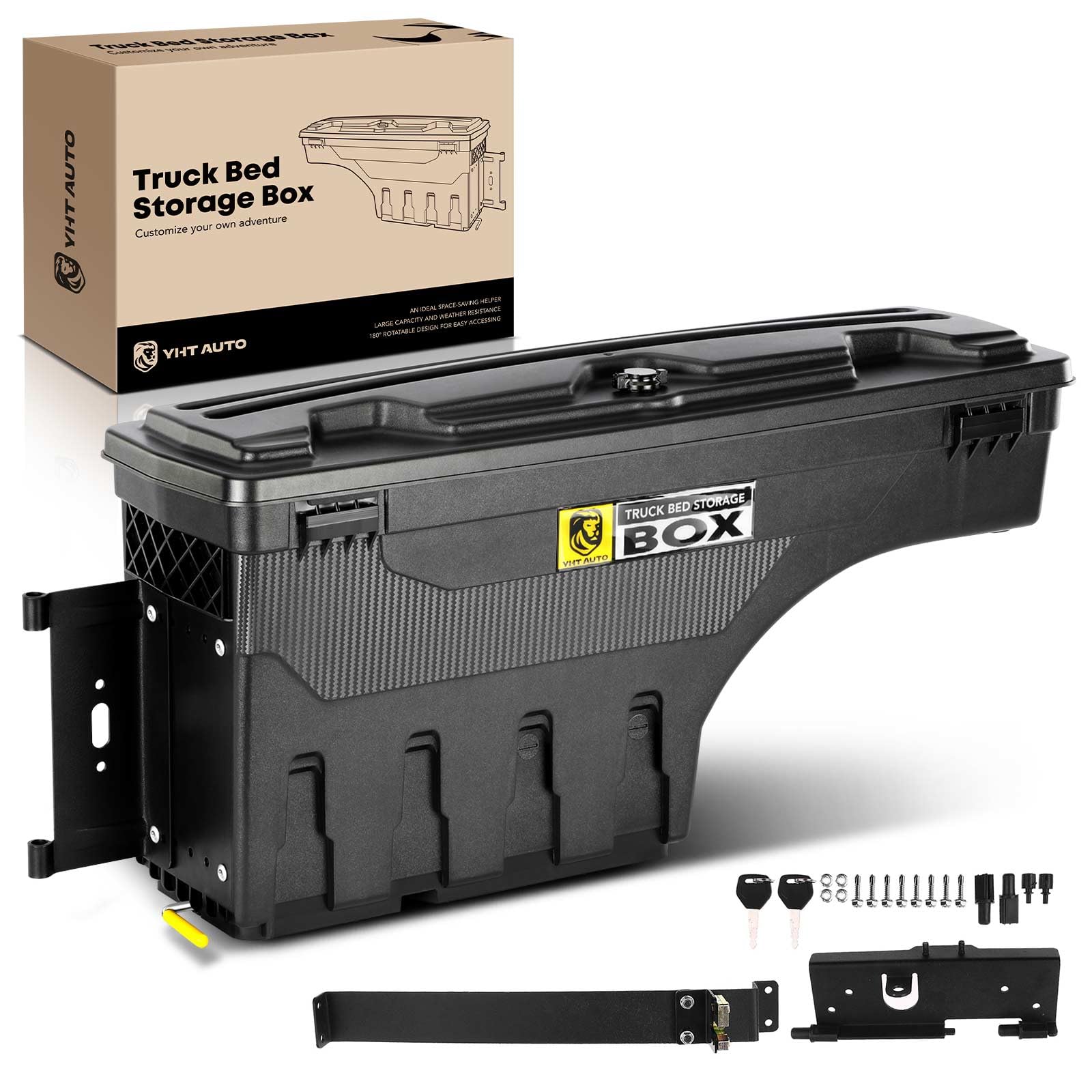 YHTAUTO Truck Bed Storage Tool Box Lockable Compatible with 2005-2021 ...