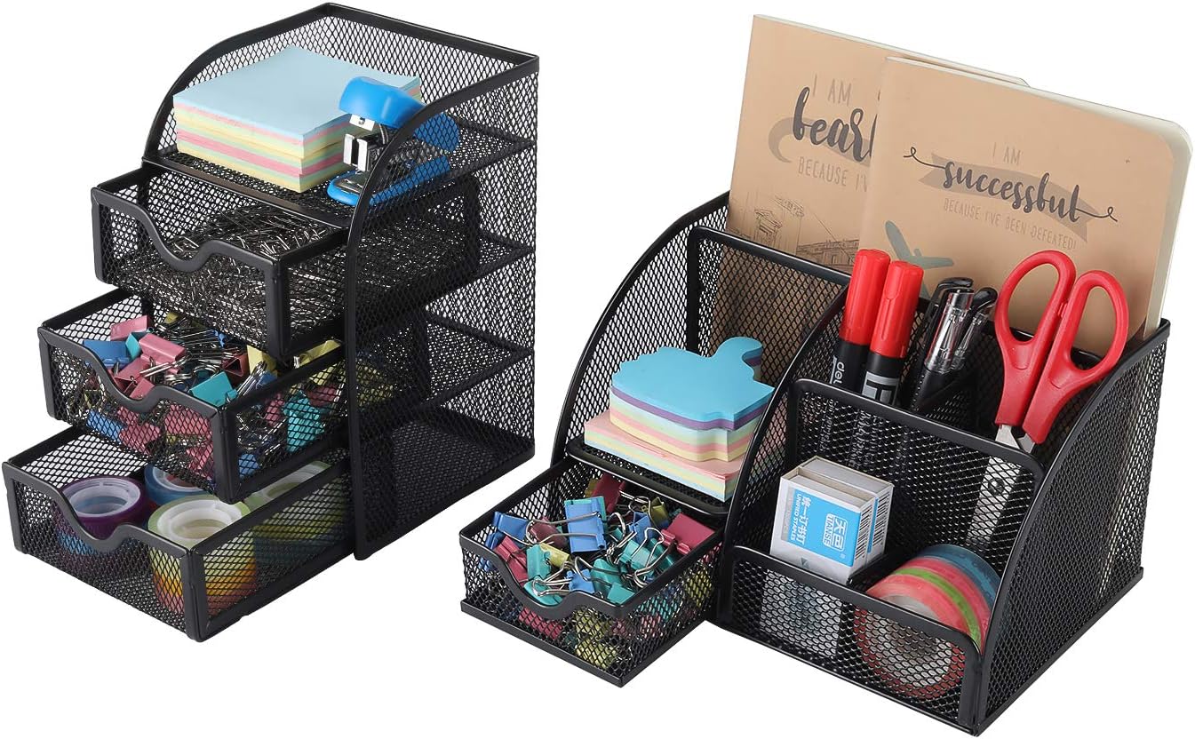 EasyPAG Office Mesh Desk Tidy 2 Piece Organiser Set – Versatile Desktop ...
