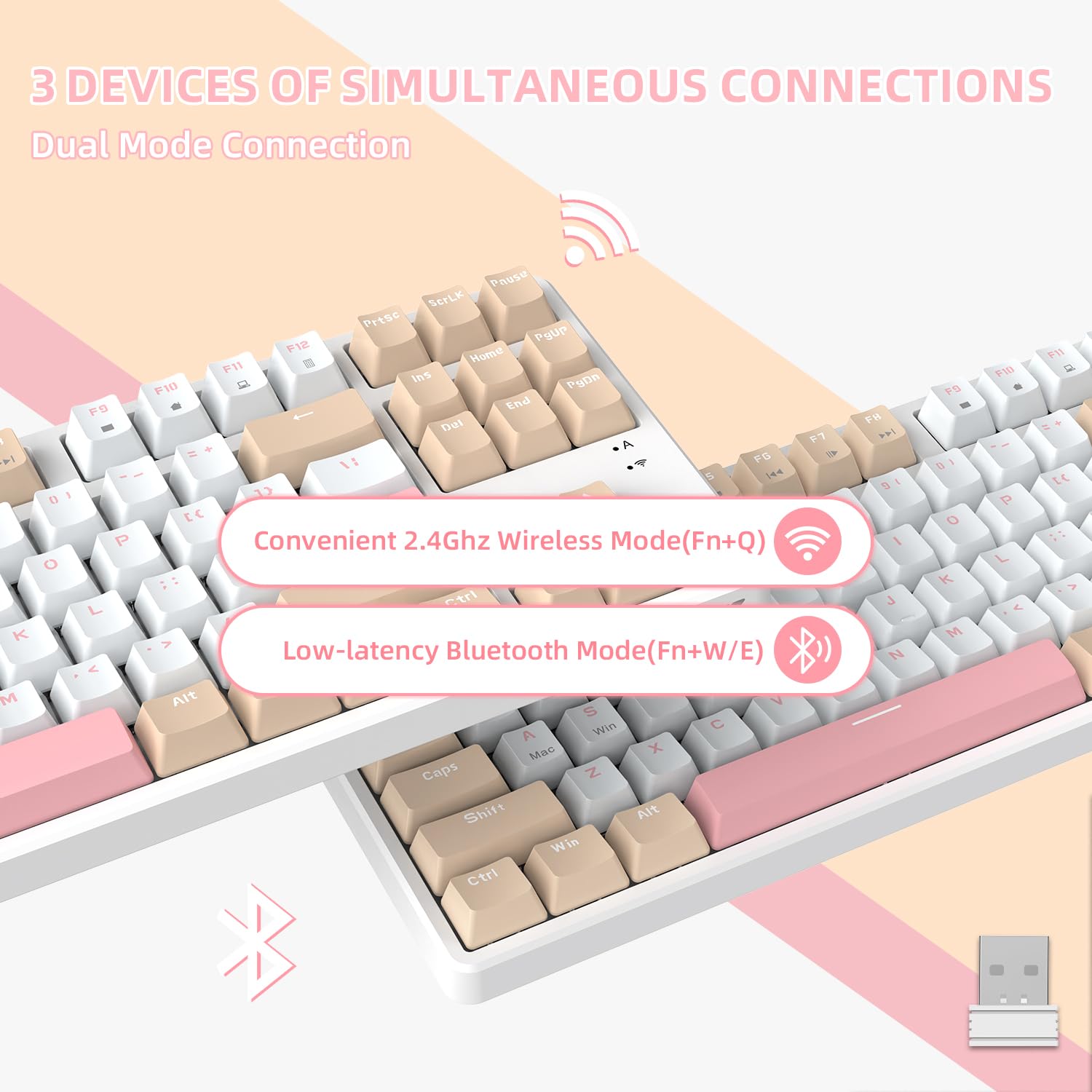 Mua A.JAZZ Wireless Mechanical Keyboard, 87 Keys TKL Hot Swappable Bluetooth Gaming Keyboard ...