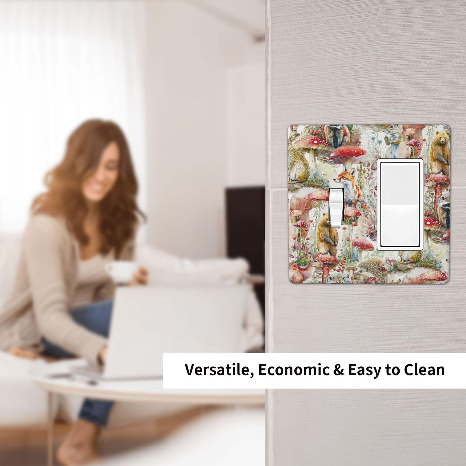 Cartoon Pattern Red Mushroom 2 Gang Light Switch Cover Decorative ...