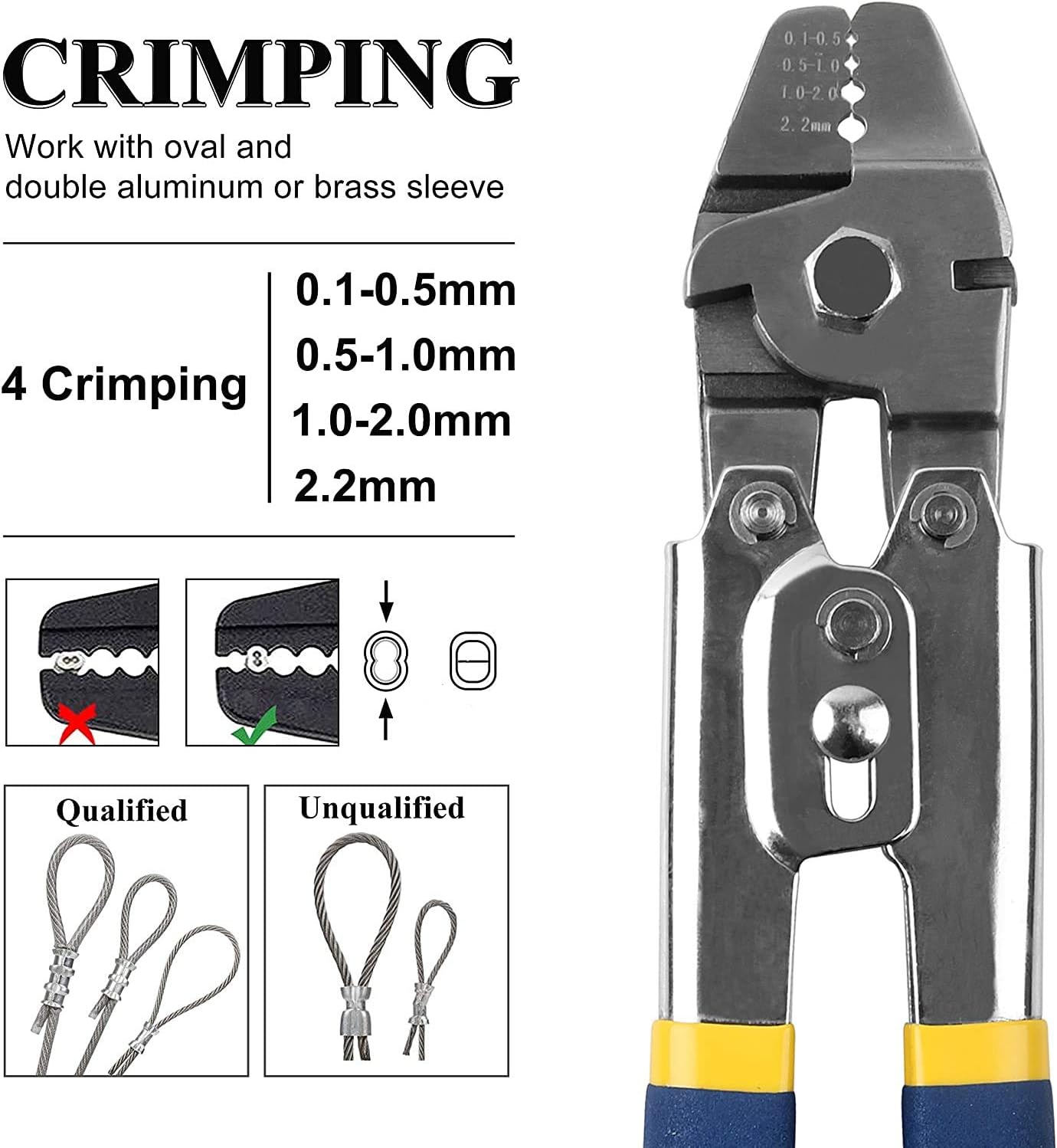 Wire Rope Crimper Sleeve Crimping Tool, Hand Crimping Pliers Set Crimp ...