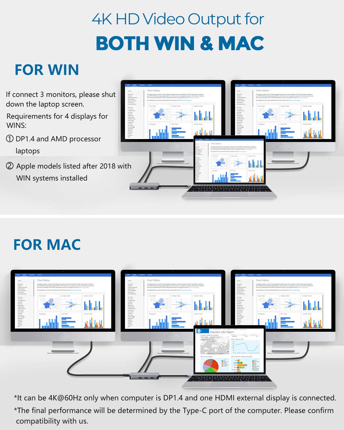 Mua Lasuney Triple Display 10 in 1 USB Type C HUB with to 2 HDMI ...