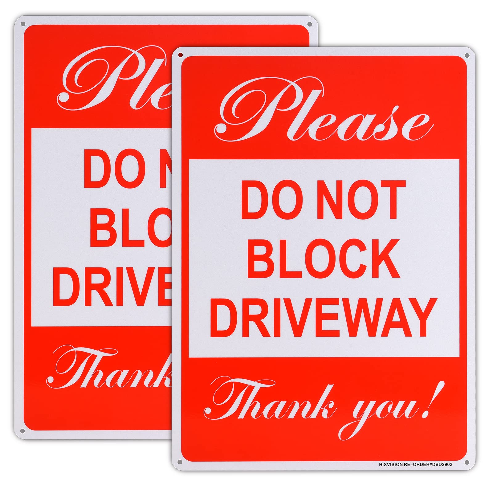 2Pack Do Not Block Driveway Sign, 10" x 14" No Parking Sign Please Do ...