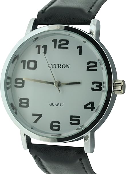 Citron Men's Quartz Watch with White Dial Analogue Display and Black ...