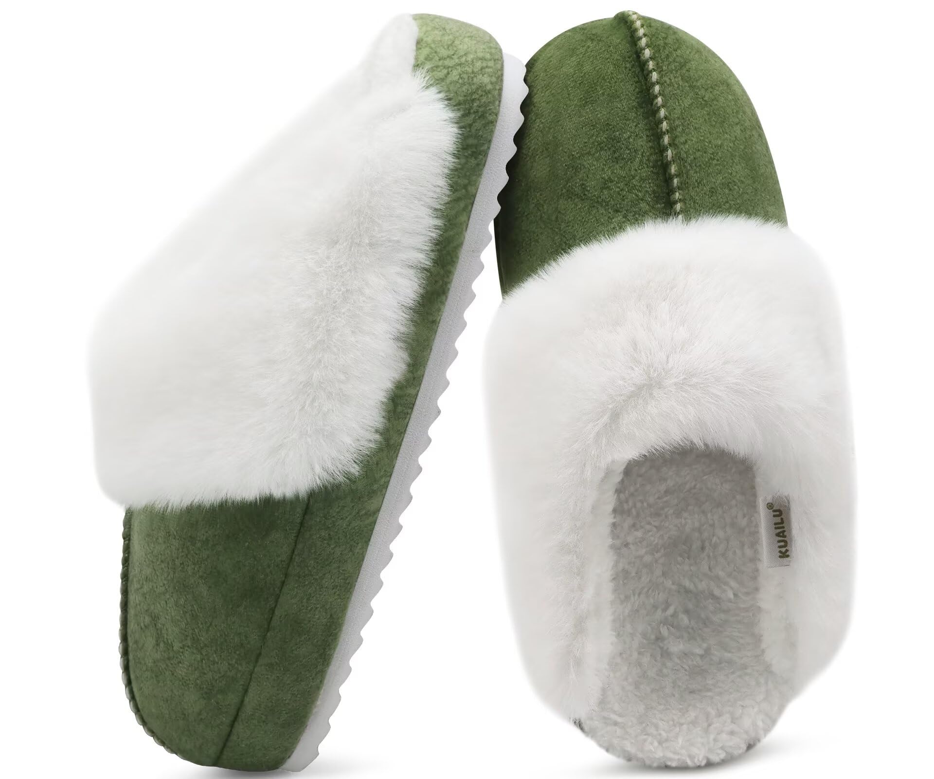 KuaiLu Womens House Platform Slippers Warm Faux Suede Fuzzy Thick ...