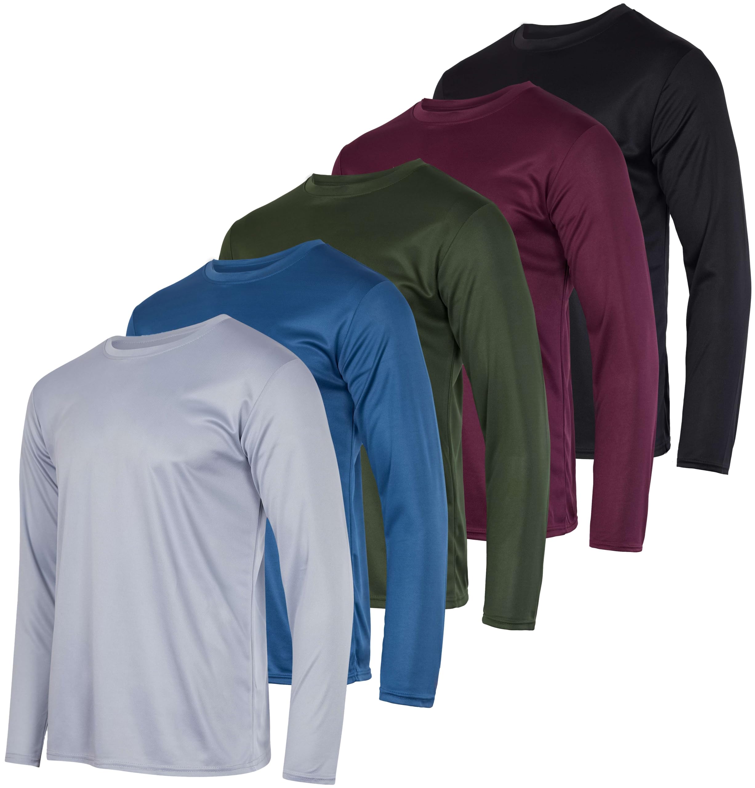 Real Essentials 3 & 5 Pack: Men's Mesh Quick Dry Athletic Long Sleeve T ...