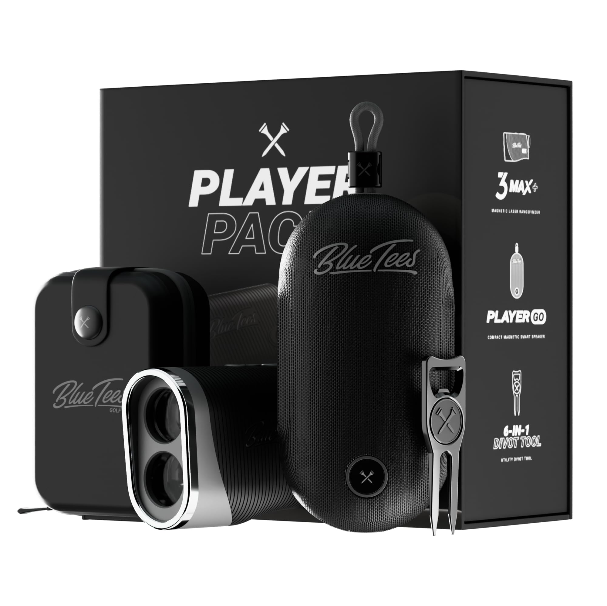 Blue Tees Golf Player Pack GO Bundle - Series 3 Max+ Rangefinder with ...