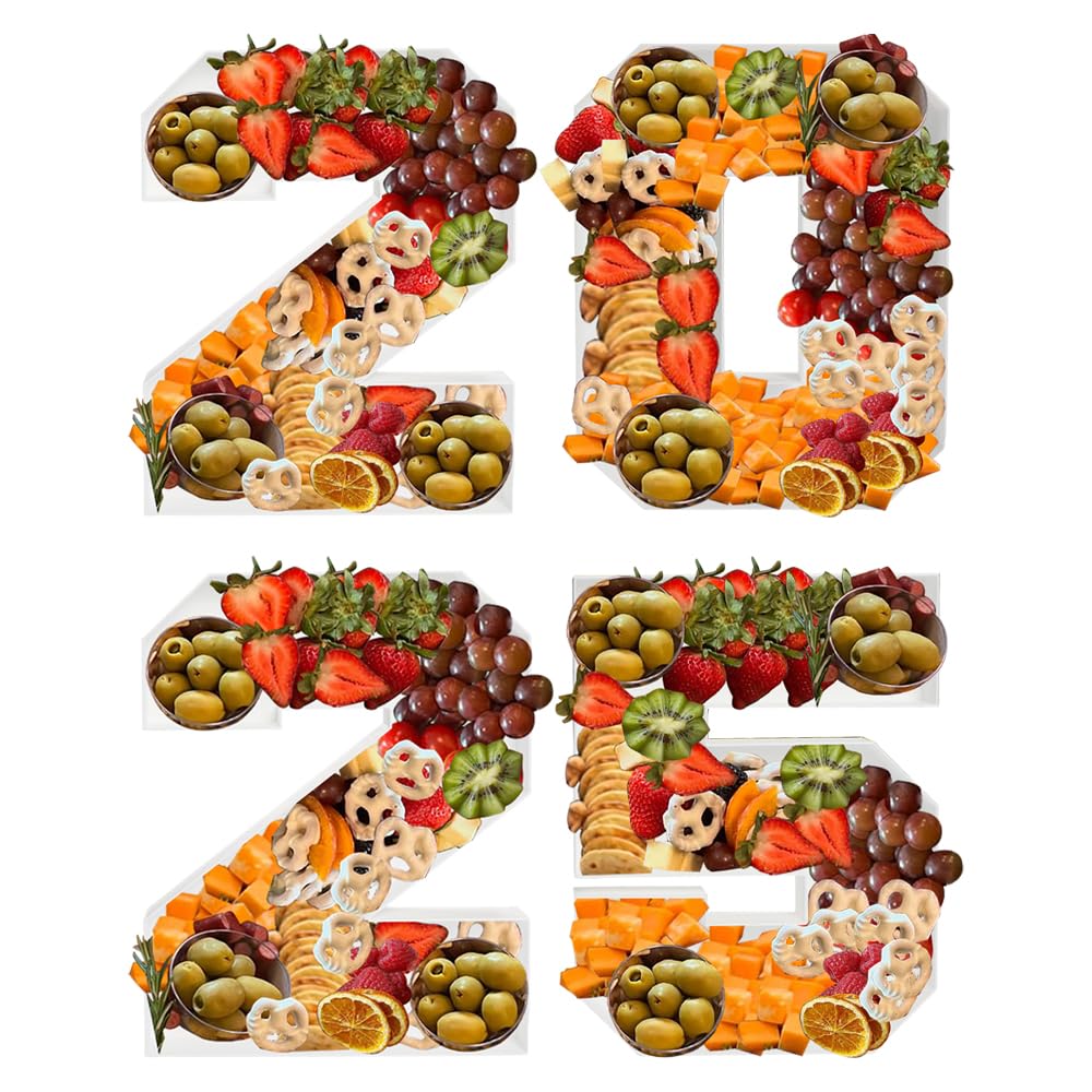 ANNJINT 2025 Plastic Fillable Number Charcuterie Shape Tray 10in Food ...