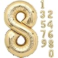 Amazon.com: 40 Inch Light Gold Number 8 Balloon 8th Birthday Balloon ...