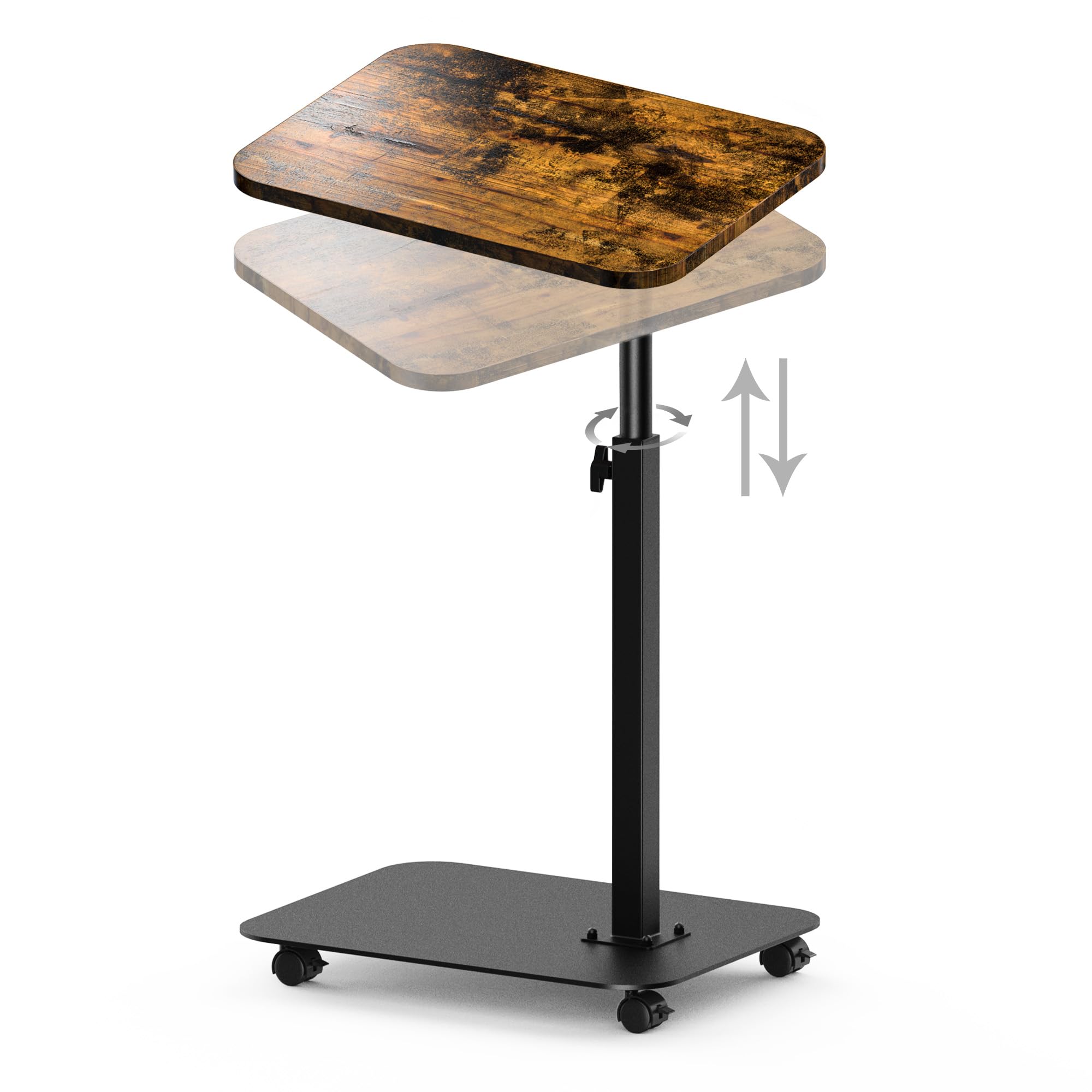 TV Tray Table Heavy Metal Base with Wheel Swivel/Adjustable Height ...