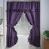 Amazon.com: Stoneberry Home Ruffled Window Curtain Set Polyester Plum ...