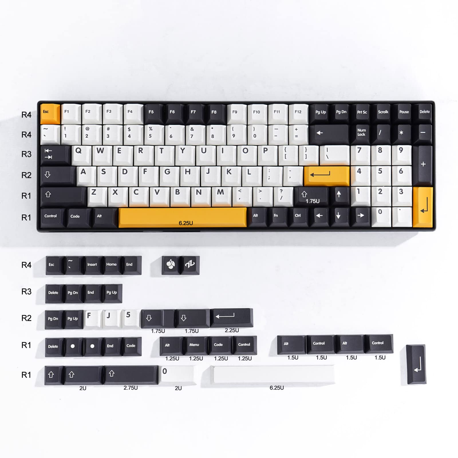 Mua PBT Keycaps 133 Keys Black White Keycaps Cherry Profile Dye ...