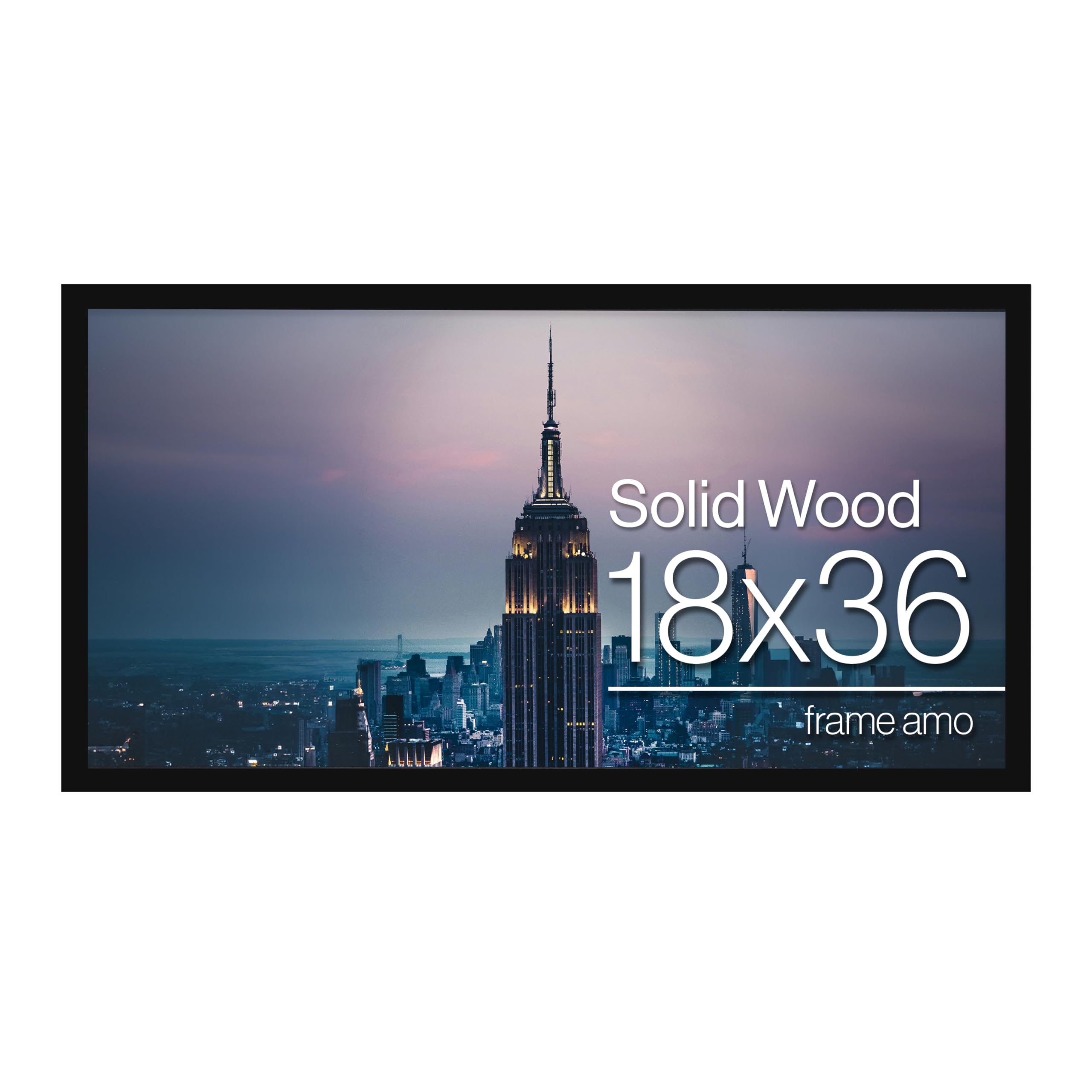 Frame Amo 18x36 Black Solid Wood Poster Frame, 1 inch Wide Border ...