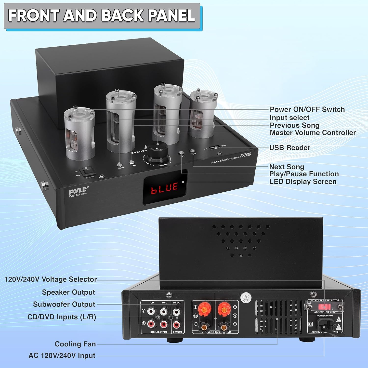 Mua Pyle Bluetooth Tube Amplifier Receiver - 500W Home Theater Audio ...