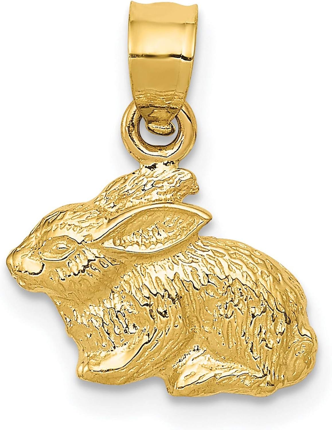Amazon.com: 14k Yellow Gold Textured Rabbit Pendant 10 mm x 13 mm: Jewelry
